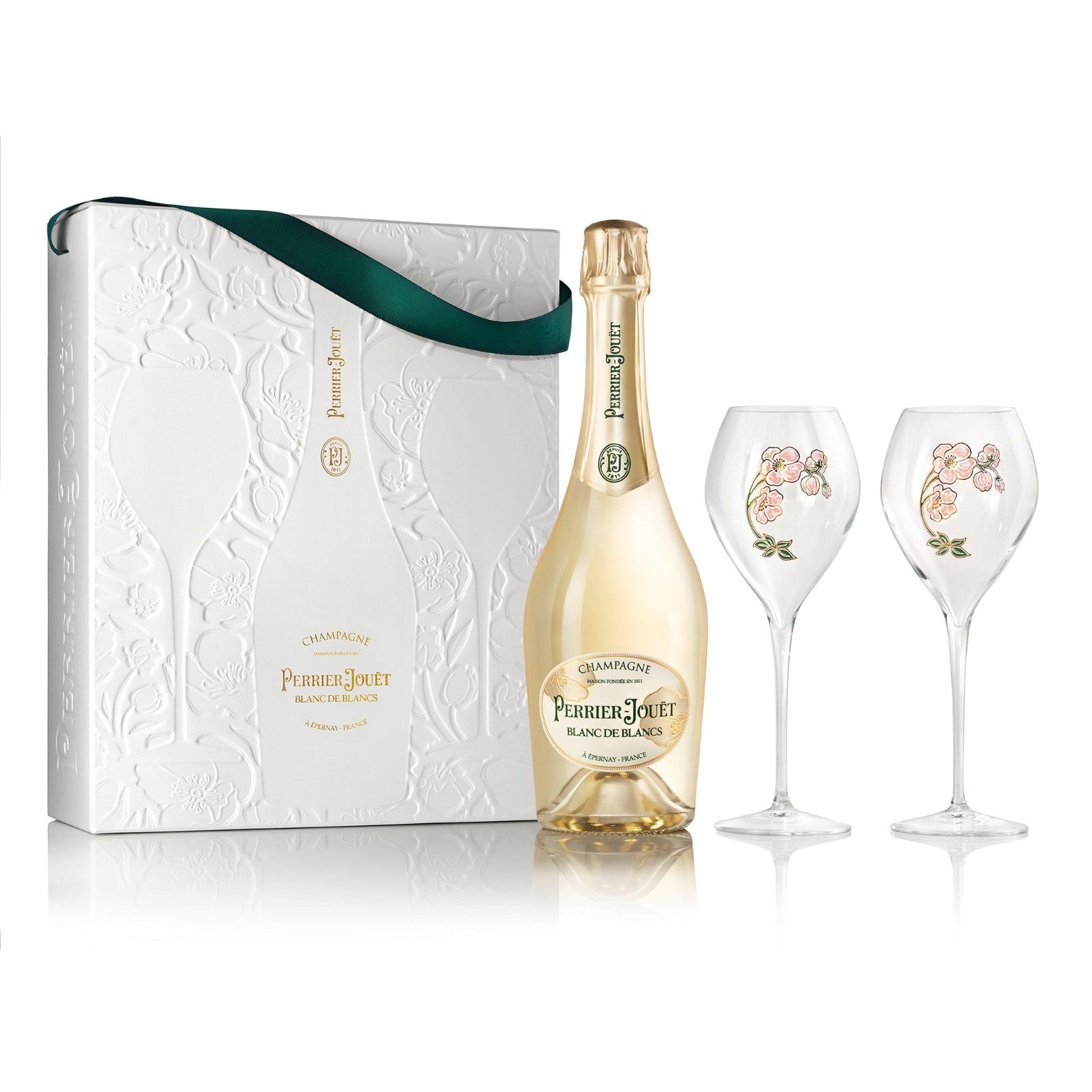 Perrier-Jouët Blanc de Blanc Champagne Pack with 2 Glasses – Secret Bottle